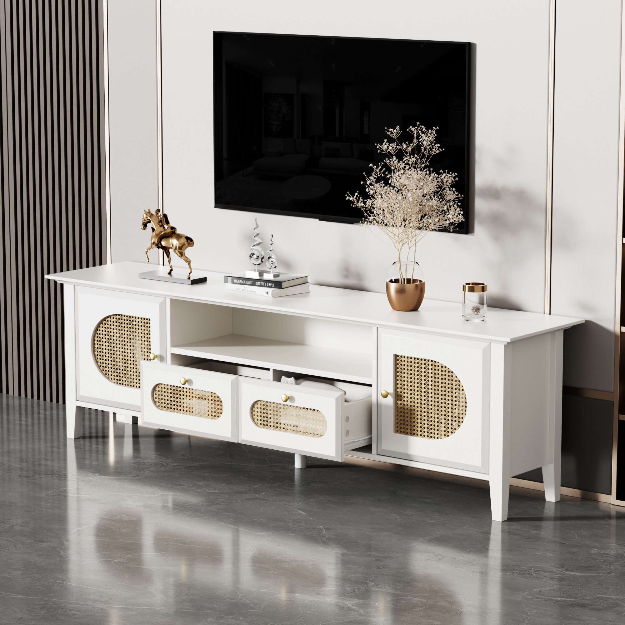 Gliese Power Lowboard Bemalte Und Abgeschrägte Tv Schrank 160cm