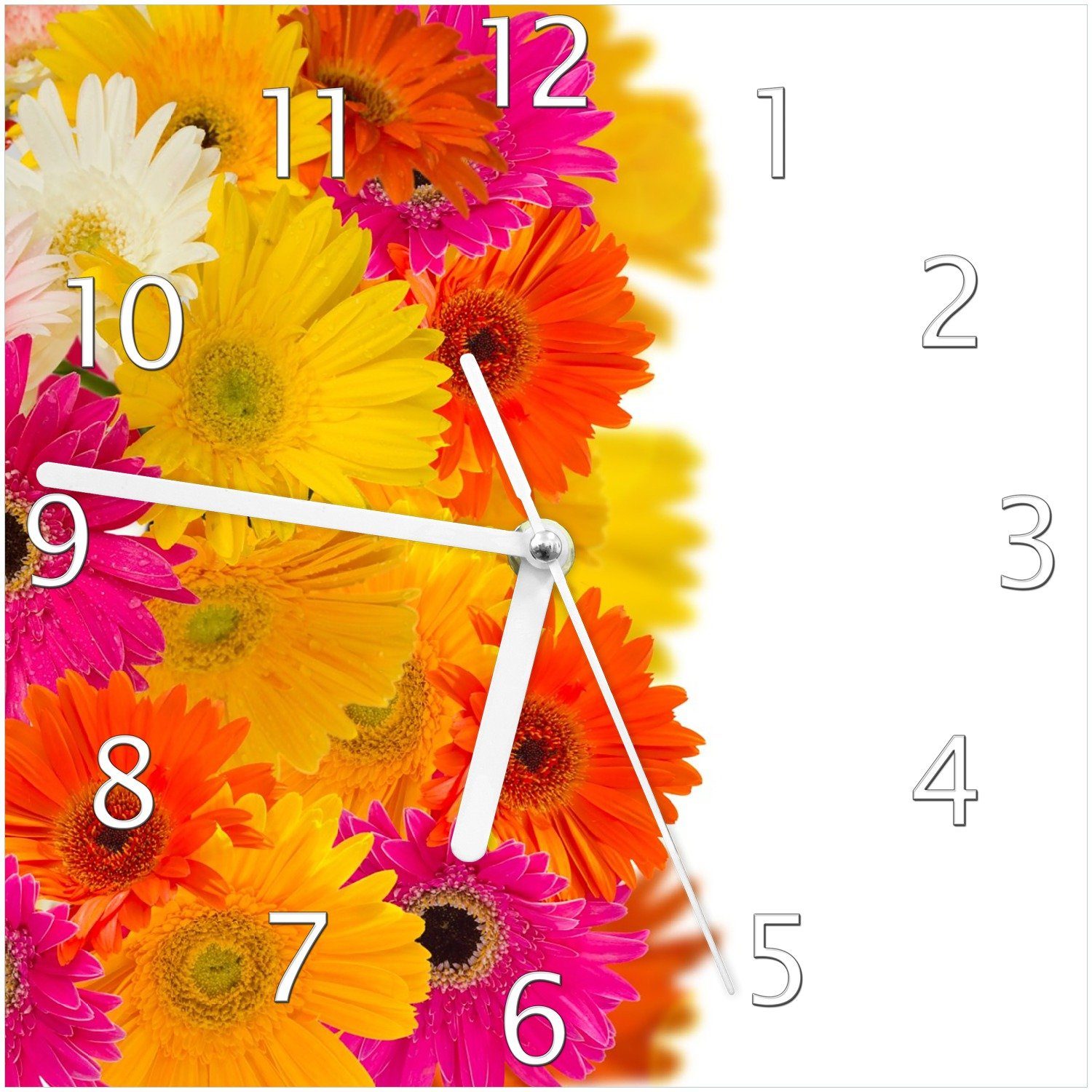 Wallario Wanduhr Bunte Gerberas Pinke Gelbe Rote Und Weiße Blüten