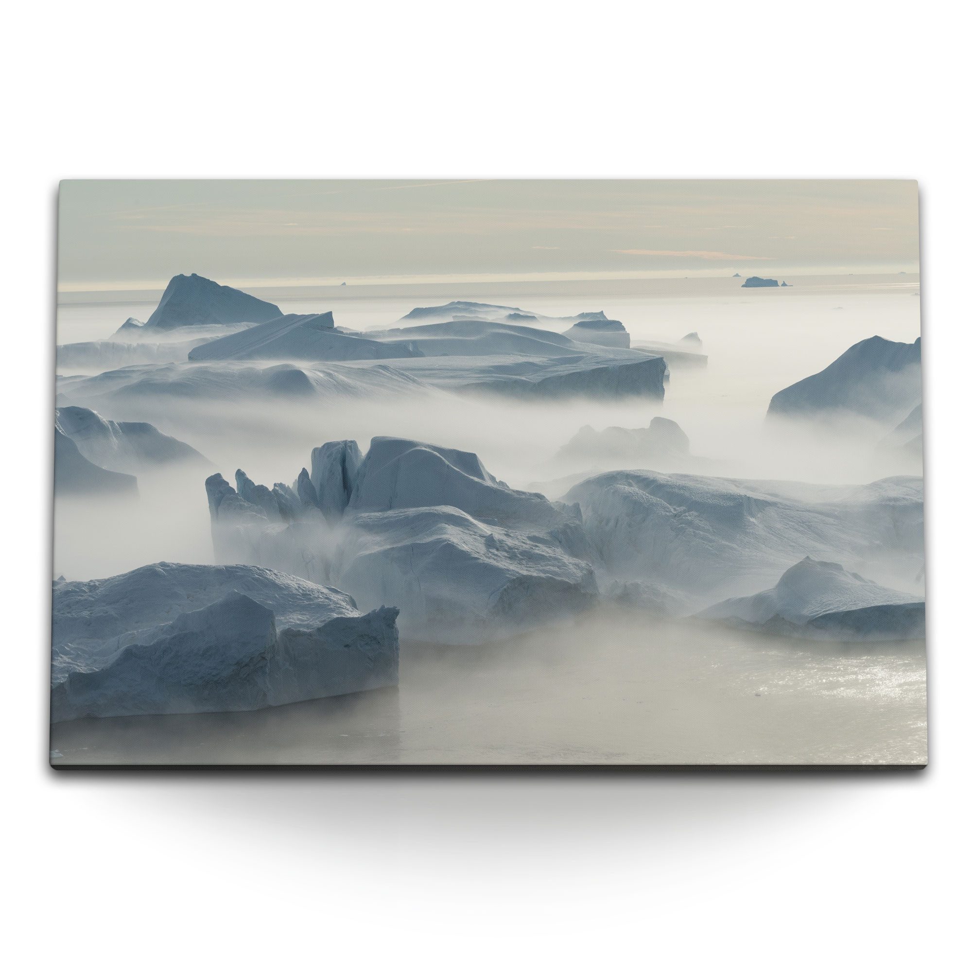 Sinus Art Leinwandbild 120x80cm Wandbild auf Leinwand Eis Eisberge Antarktis Weiß Ozean, (1 St)
