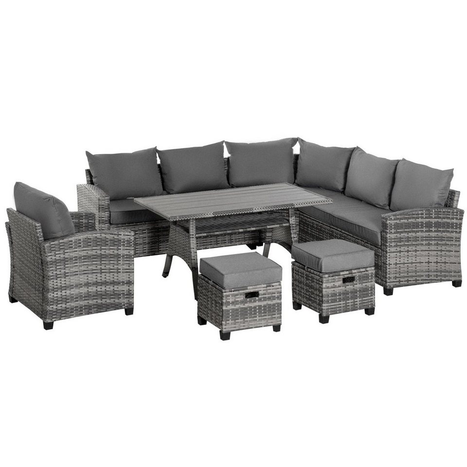 Outsunny Sitzgruppe 7 Tlg Luxus Polyrattan Gartenmöbel Set Mit