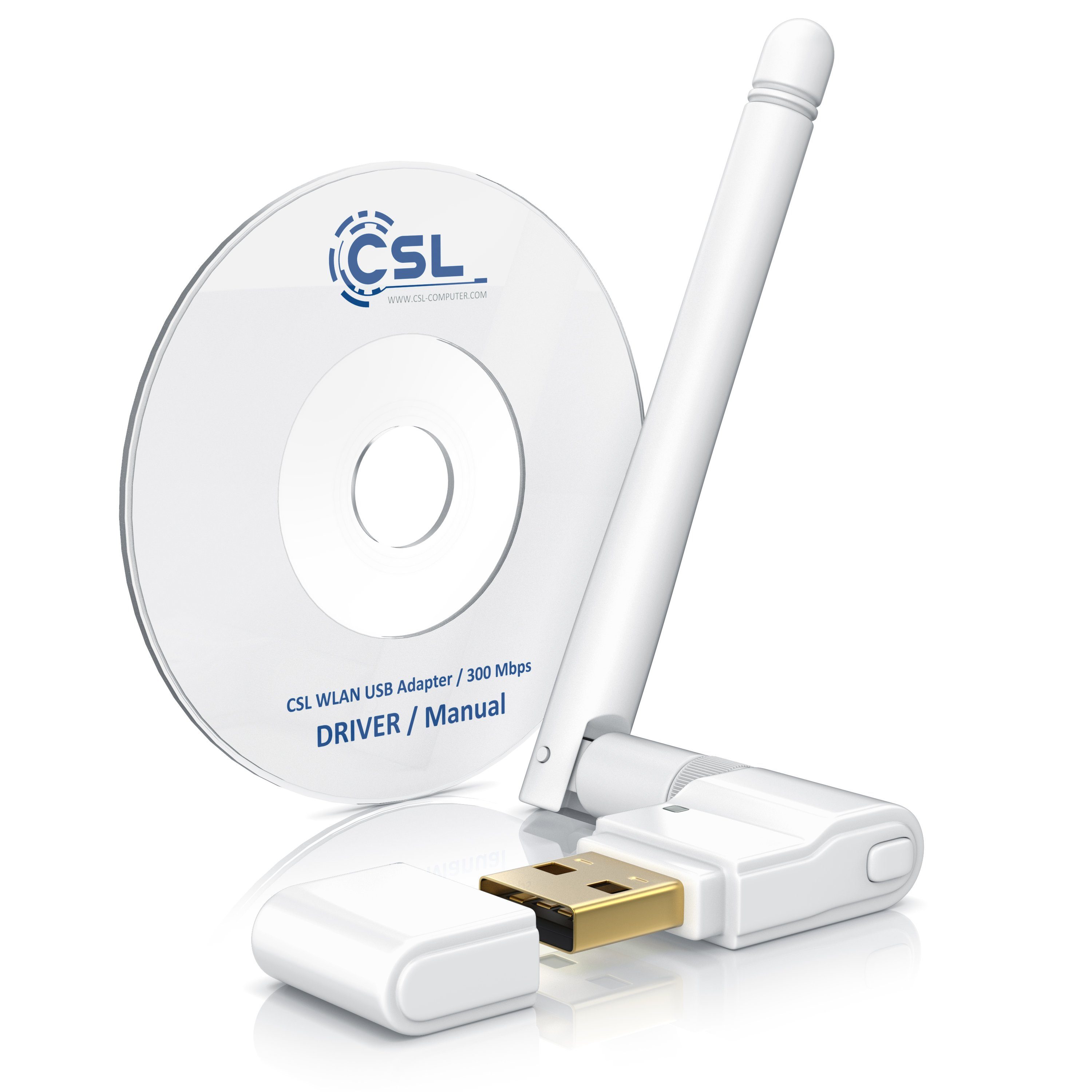 CSL WLAN-Dongle, WLAN Stick, 300 Mbit/s, mit abnehmbarer Antenne, USB 2 ...