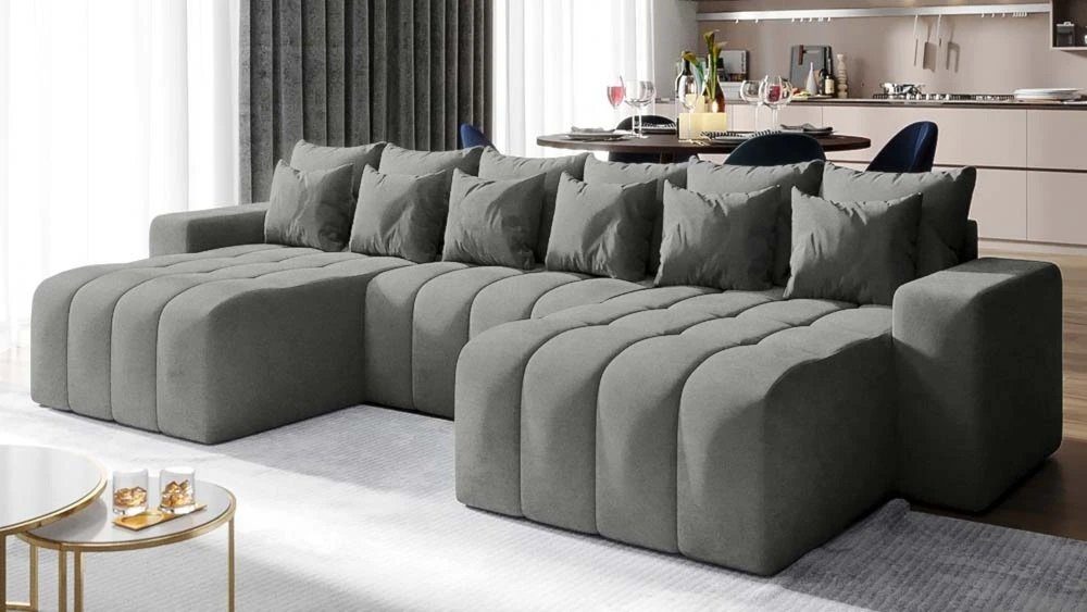 Db Möbel Ecksofa Mekong Grau Mit Schlaffunktion Bettkasten In U Form