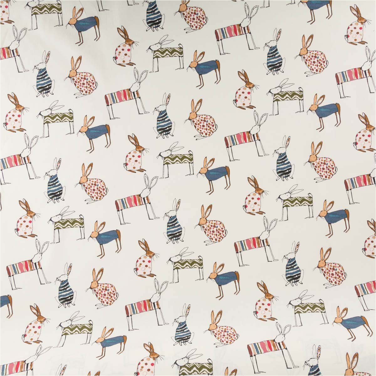 Prestigious Textiles Stoff Baumwollstoff Panama Hop Hasen Beige Bunt
