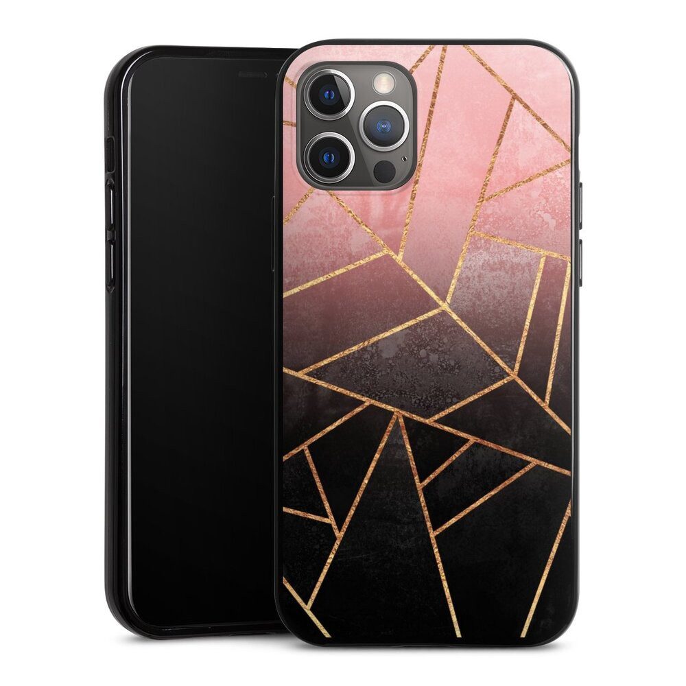 Deindesign Handyhülle Pink And Black Stone Gold Print Apple Iphone 12