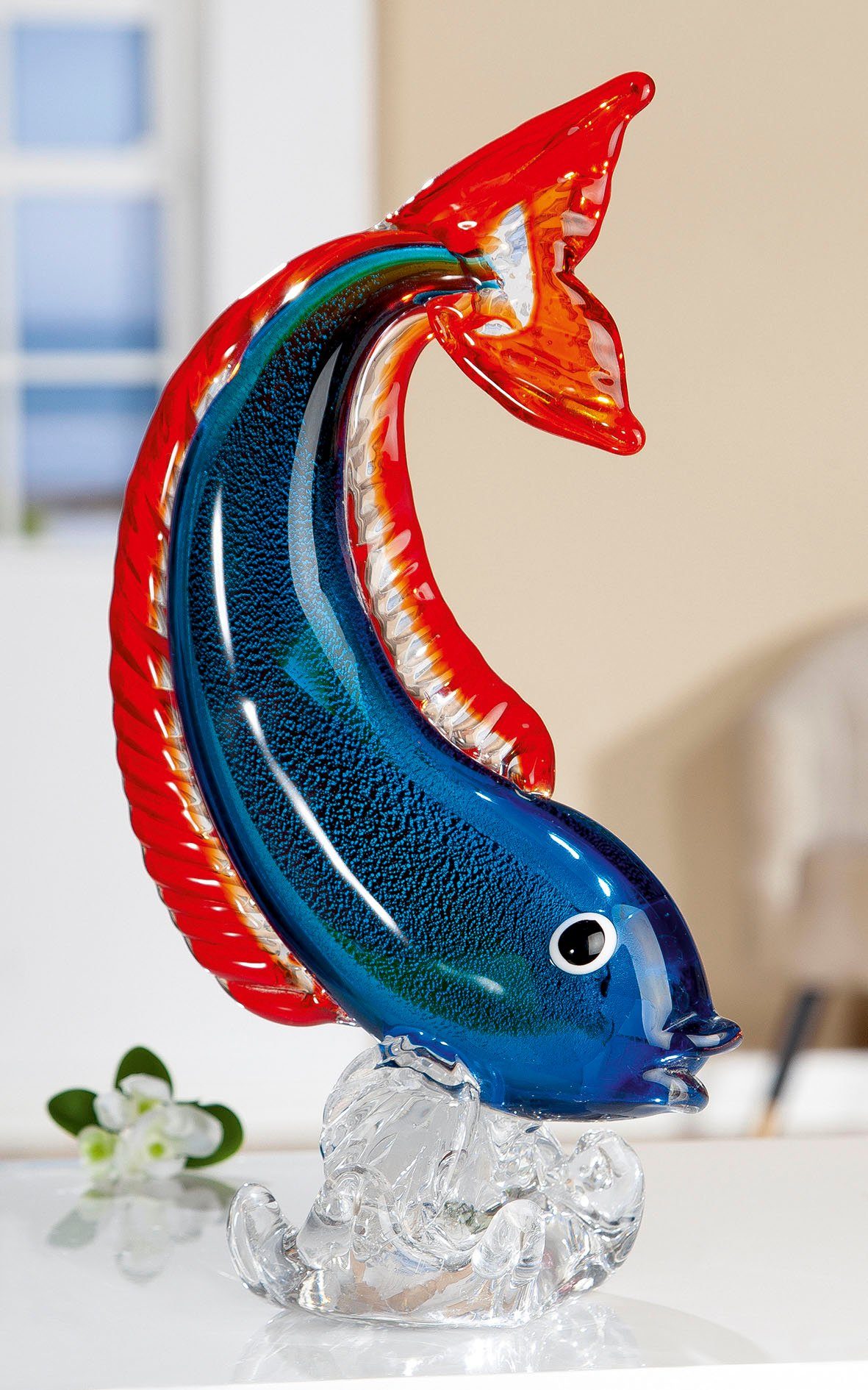 Gilde Glas Art Dekofigur Skulptur Fisch 1 Stück Tierfigur Aus