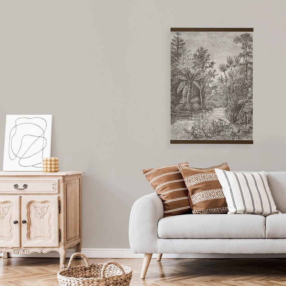 Art For The Home Leinwandbild Jungle Landschaft Sepia 1 St Luxus