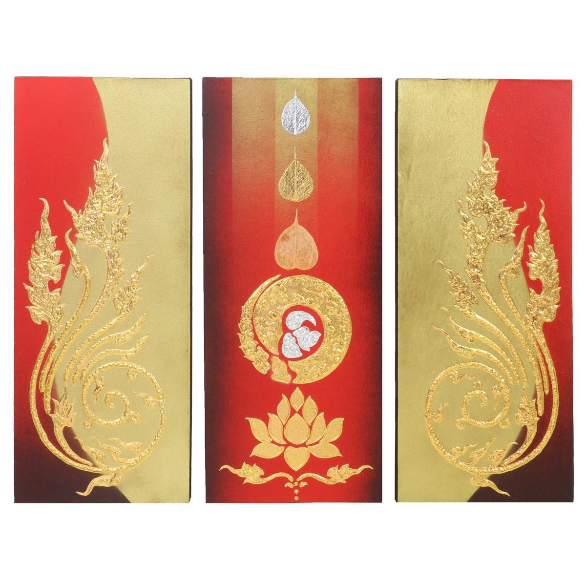 Oriental Galerie Leinwandbild Bild Wand Deko Leinwand Triptychon 70 cm Nr. 1, Abstrakt (3 St ...