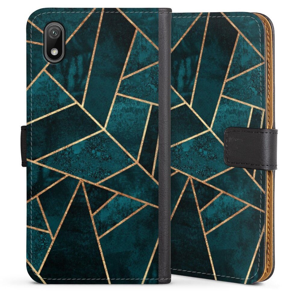 Deindesign Handyhülle Deep Teal Stone Gold Print Huawei Y5 2019