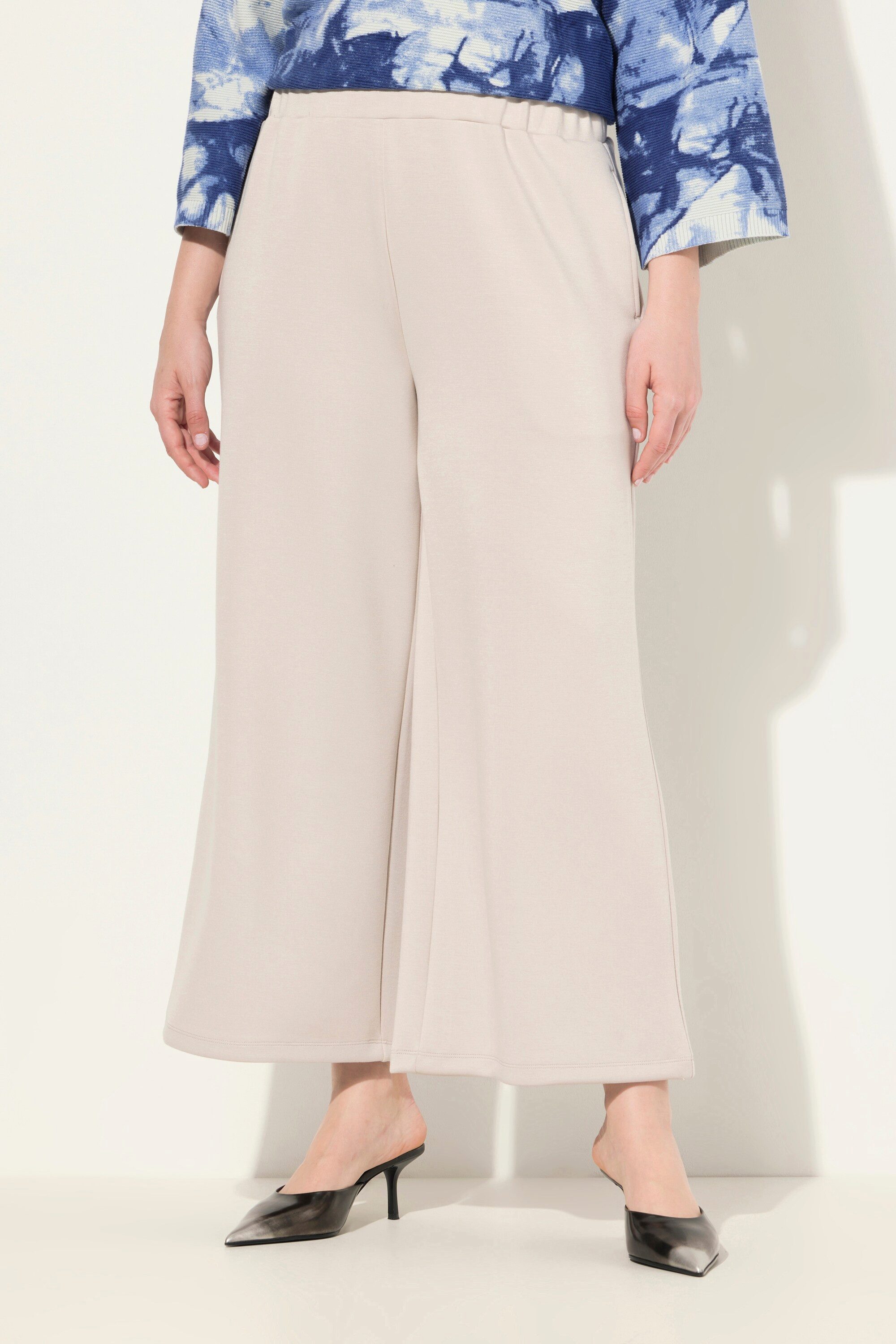 Ulla Popken Culotte Jersey-Culotte wadenlang weites Bein Elastikbund