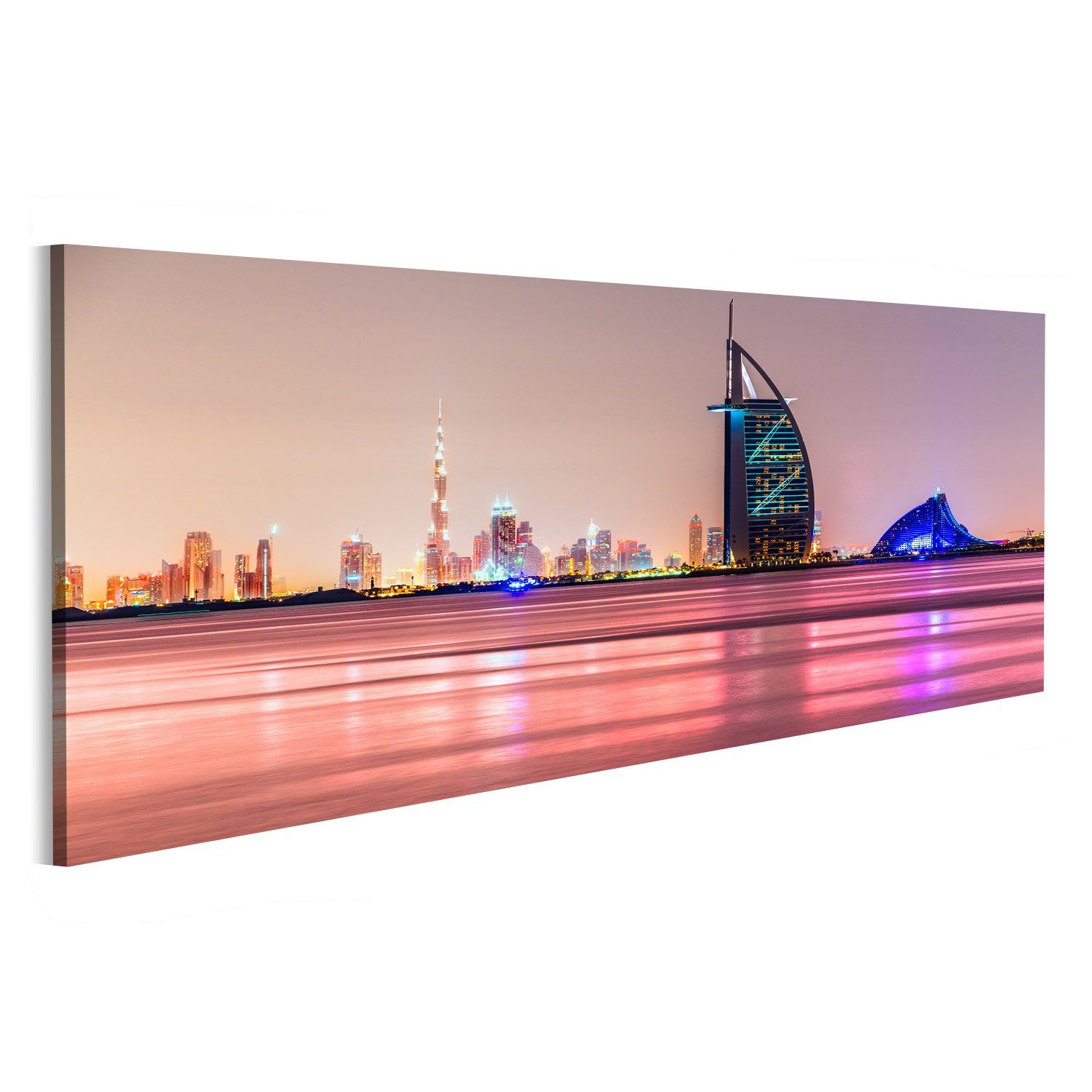 islandburner Leinwandbild Bild auf Leinwand Burj Al Arab Dubai Hotel Pink Sky und Meer Wandbild
