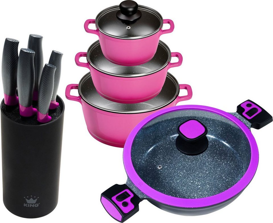 King Topf Set Berry Aluminiumguss Set 10 Tlg 3 Töpfe 3 Deckel