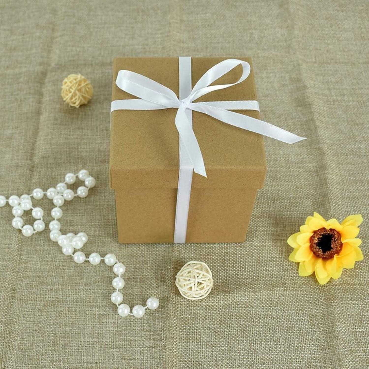 LuxusKollektion Geschenkpapier Satinband weiß 10mm 91m Geschenkband 3/8 ...