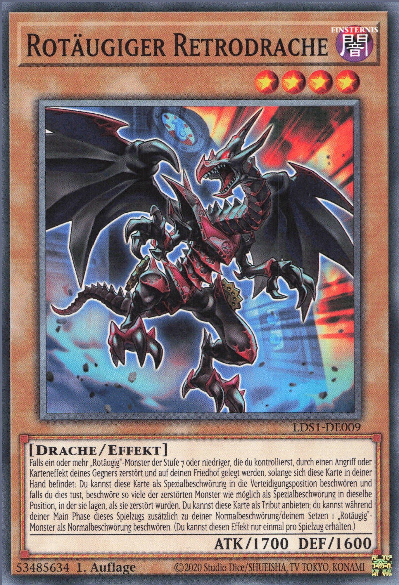 Recollectibles Sammelkarte Yugioh Karte Rotäugiger Retrodrache Yu Gi