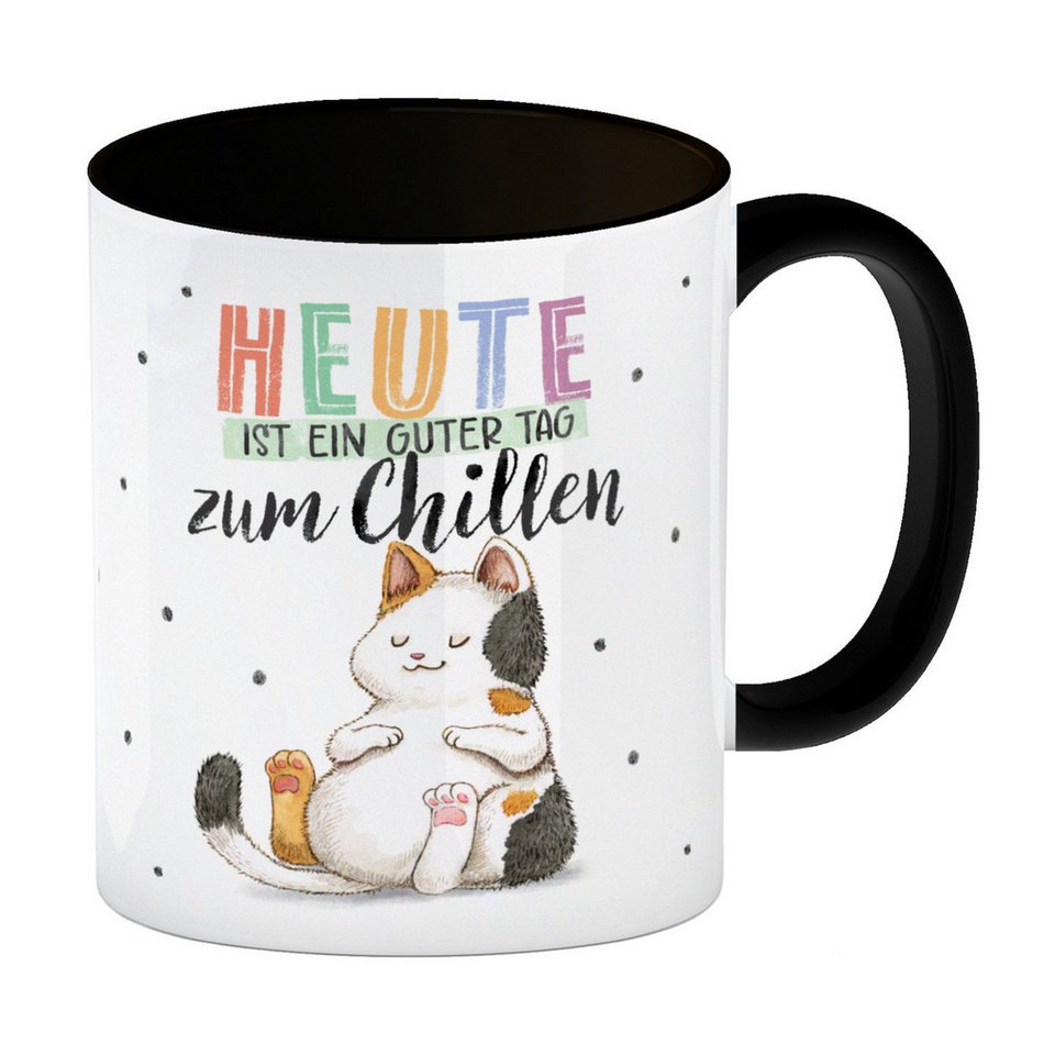 speecheese Tasse Glückskatze Kaffeebecher in schwarz mit Spruch Heute ... speecheese Tasse Glückskatze Kaffeebecher in schwarz mit Spruch Heute ...