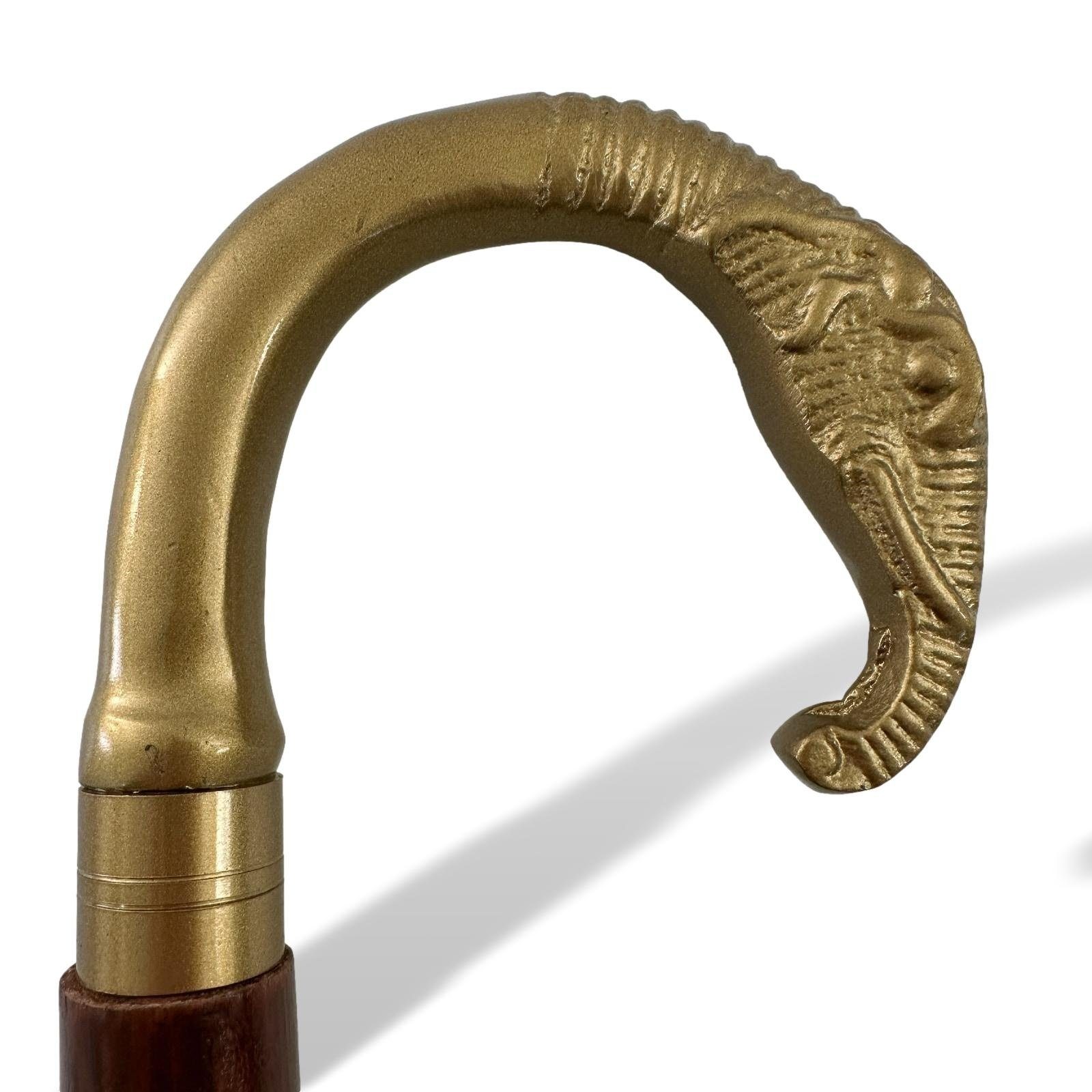 Aubaho Dekoobjekt Elefant Spazierstock Wanderstock Flanierstock 92cm Messing Holz Antik-