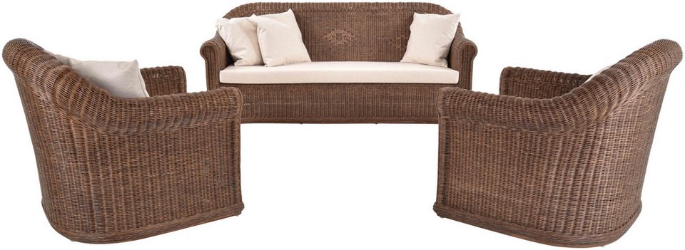 Krines Home Sitzgruppe Exklusives Wohnzimmerset Mons Aus Echtem Rattan