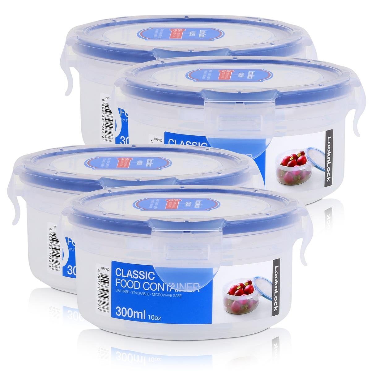 LocknLock Vorratsdose LocknLock Classic HPL932 Frischhaltedose 300ml - Luft & Wasserdicht (4 ...