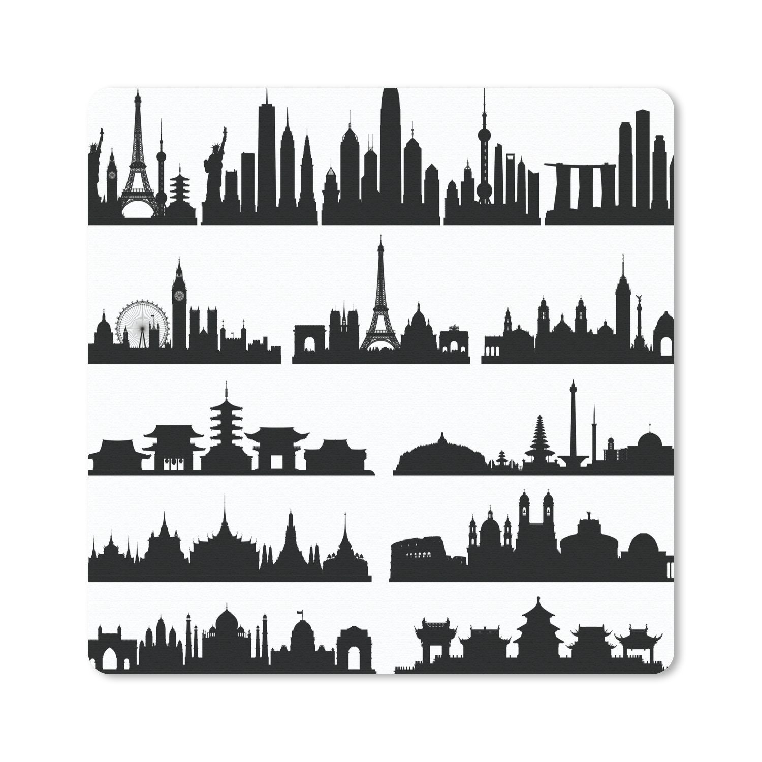 Muchowow Mauspad Schwarz Weiß Illustration Der Stadt Skyline Mit