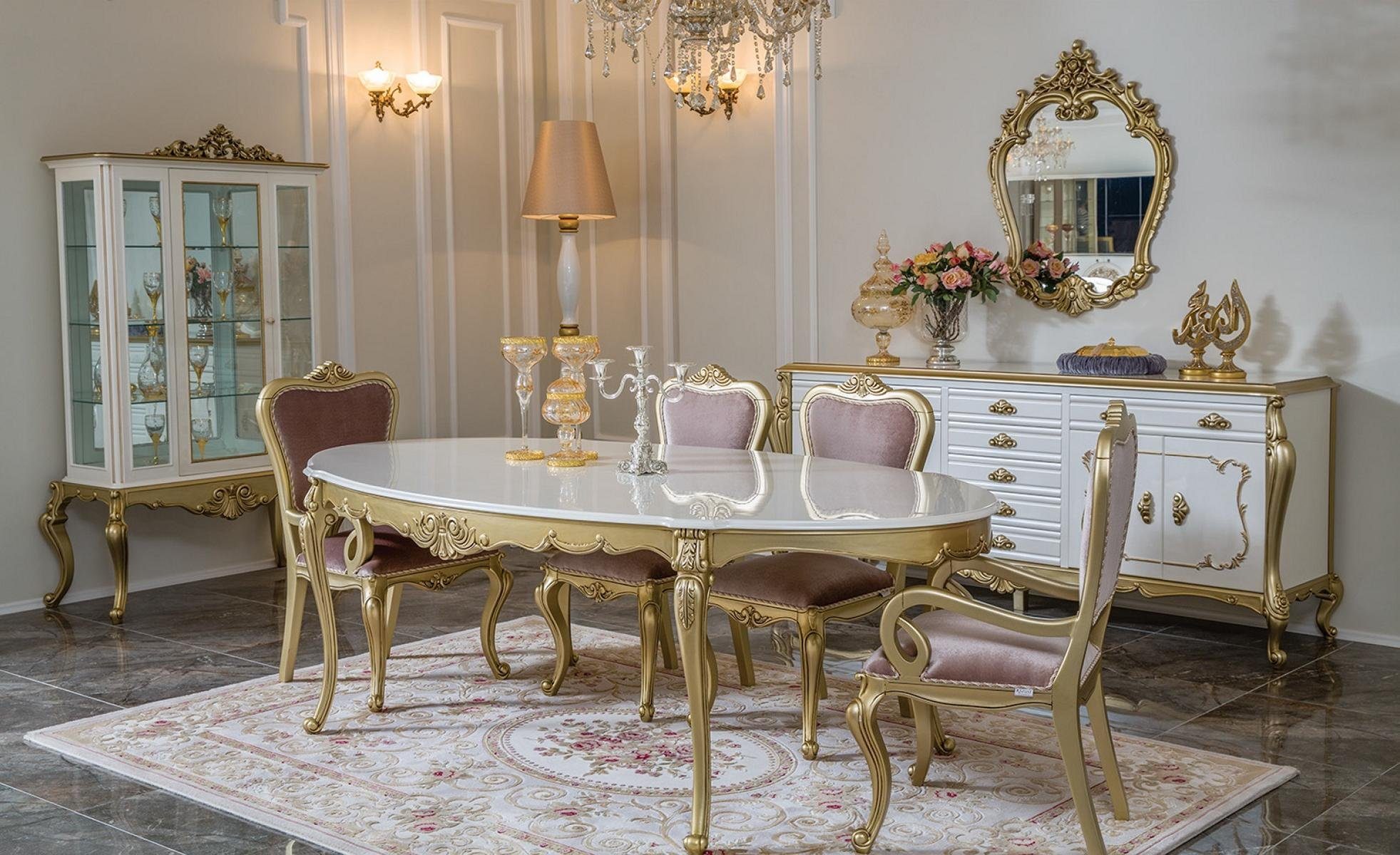 Jvmoebel Essgruppe Design Esszimmer Set 8tlg Esstisch Stuhl Kommode