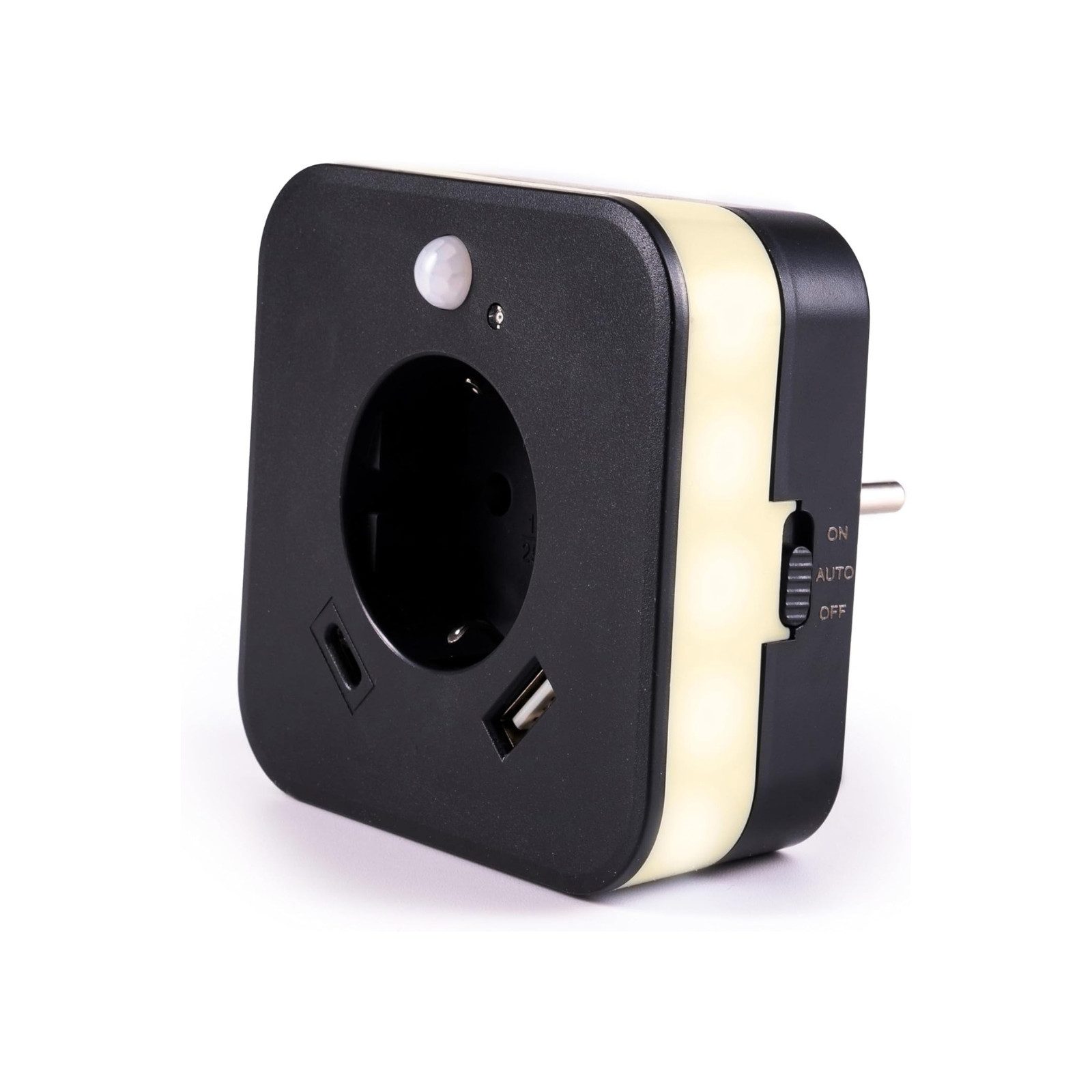 InnTec Nachtlicht LED-Nachtlicht mit Bewegungsmelder, Dämmerungssensor, 2x USB (2.4A ...