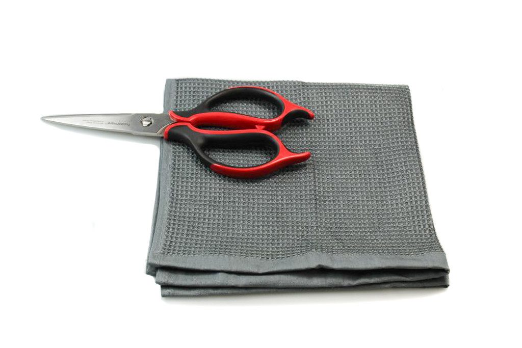 TUPPERWARE Back-Set Schere Ergonomic rot-schwarz + GLASTUCH