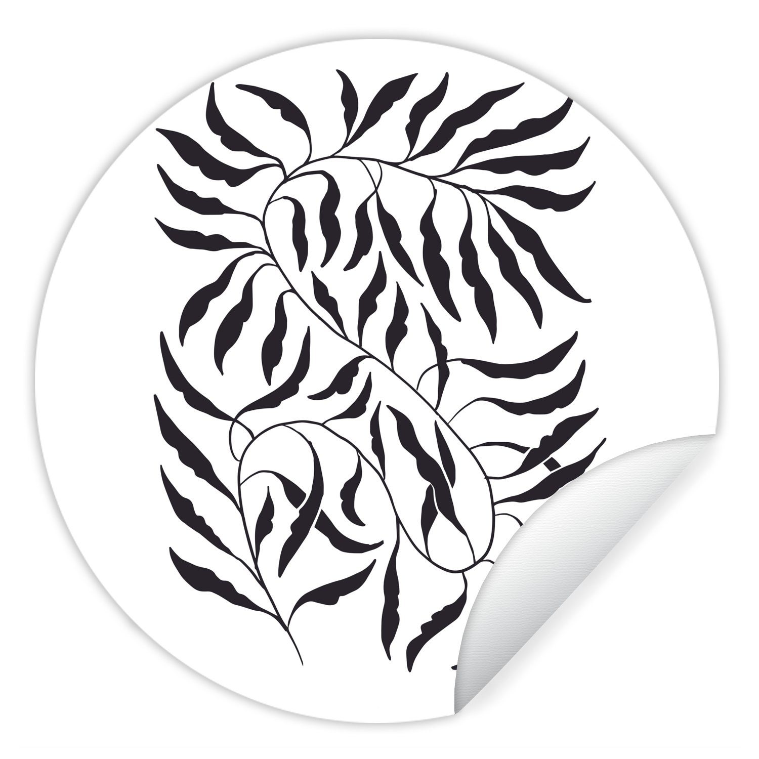 Muchowow Wandsticker Blätter Pflanzen Böhmisch Weiß Abstrakt 1