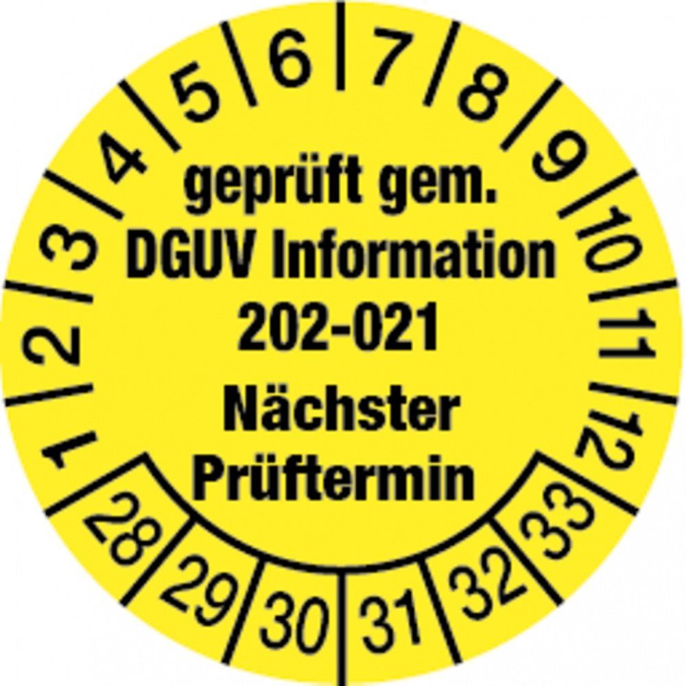 Dreifke Hinweisschild Dreifke® Prüfplakette, DGUV Information 202-021 Nächster Prüfter - 30