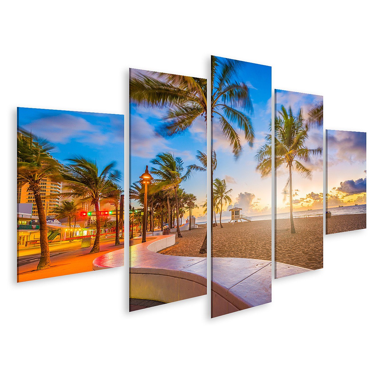 islandburner Leinwandbild Bild auf Leinwand Fort Lauderdale Strand Florida Usa Bei Dämmerung Wan