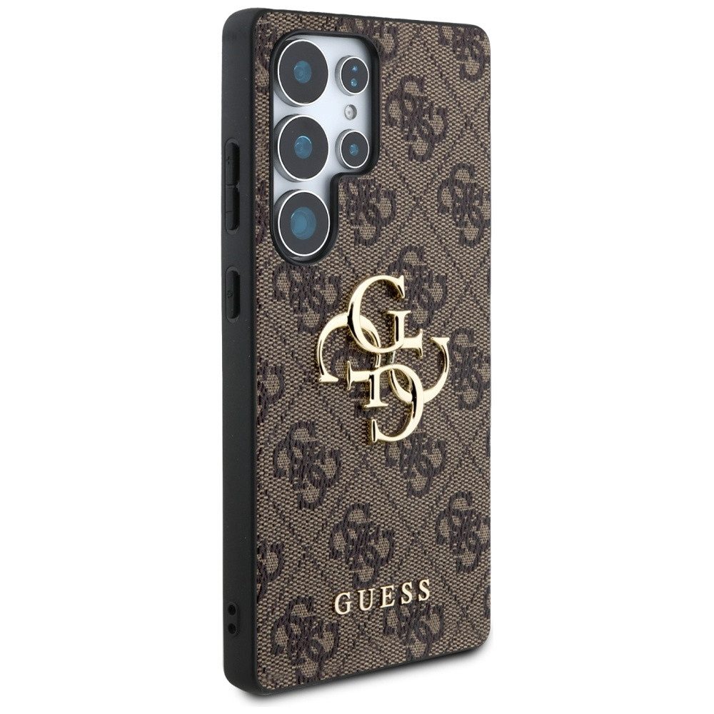 Guess Handyhülle Galaxy S25 Ultra Kunstleder braun Logo goldfarben ...