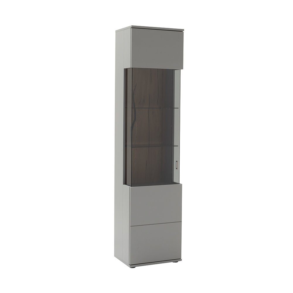 Lomadox Vitrine Savannah 05 207cm Hoch In Grau Lackiert Mit Eiche B