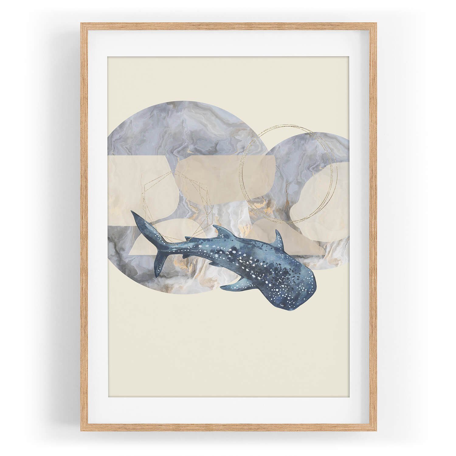Sinus Art Wandbild Wandbild Walhai Hai Pastelltöne Kunstvoll Exklusives