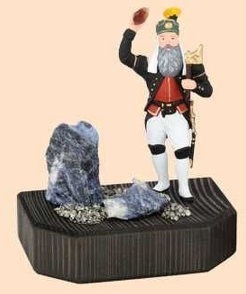 Weihnachtsfigur Miniaturbergwerk Sockel Bergmann Steiger mit Edelstein bunt BxHxT 8,5x, Mit ...