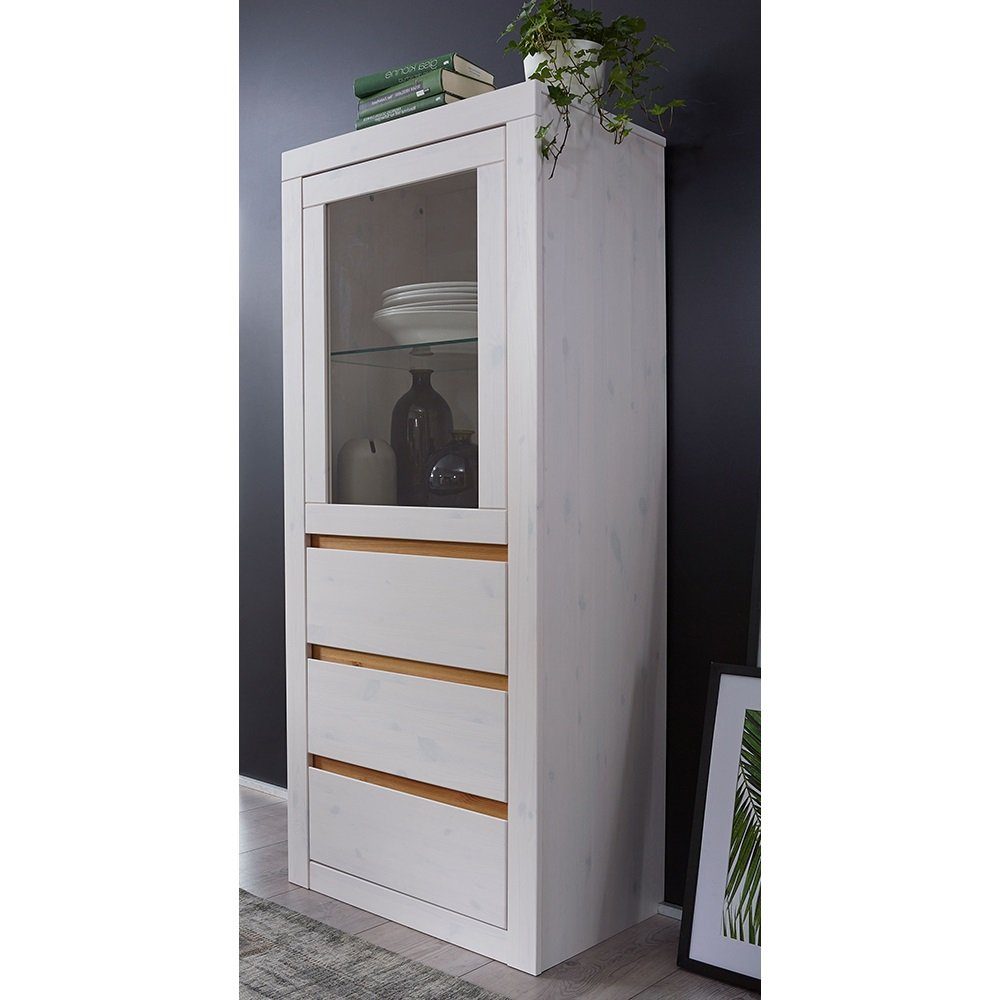 Lomadox Highboard Wilson 69 In Weiß Kiefer Massivholz Softclose Bh