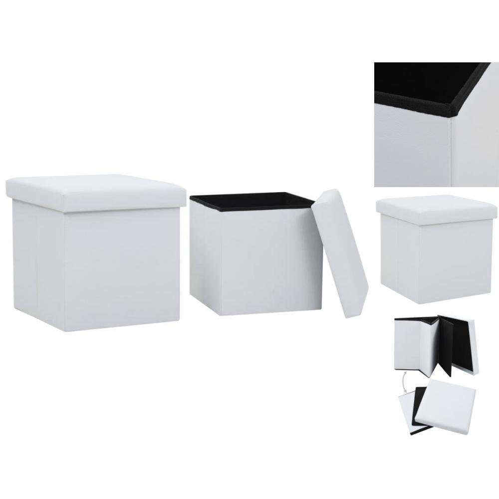 Vidaxl Fußhocker Hocker Mit Stauraum 2 Stk Weiß Kunstleder Fußbank