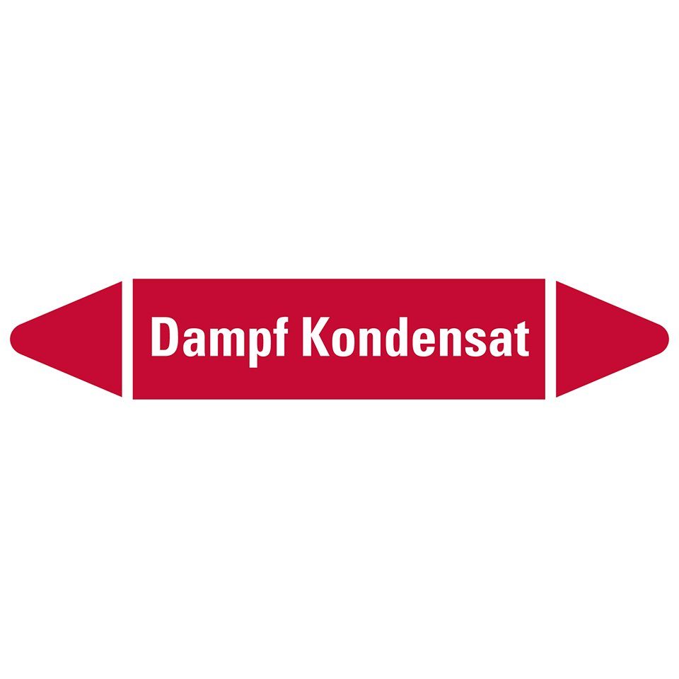 Dreifke Hinweisschild Rohrl.Etikett Dampf Kondensat, rot/weiß, Ø ab 90mm, 300x100mm, 2/Bo