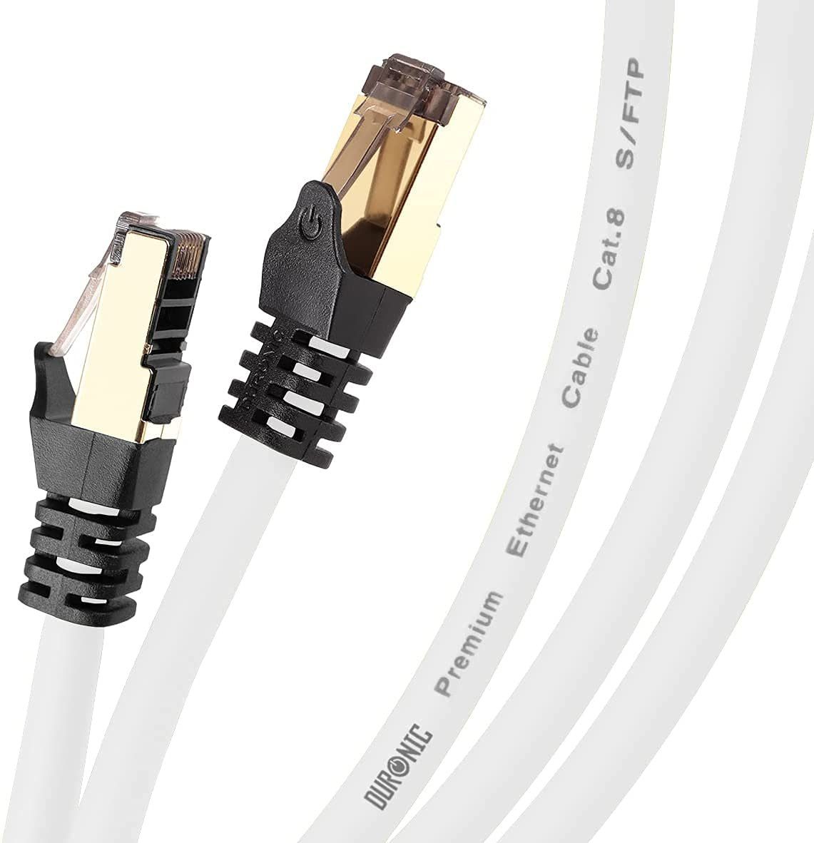 Duronic LAN-Kabel, CAT8 WE 1 m Ethernet-Kabel, 40 Gbps Netzwerkabel, RJ45 LAN Kabel, Patchkabel