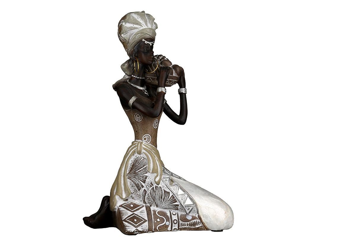 Gilde Dekoobjekt 2er Set Poly Figur Lady Nairobi Sitzend Braunbeige