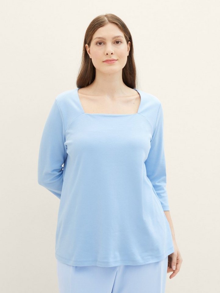 Tom Tailor Plus T Shirt Plus 34 Arm Shirt Mit Karree Ausschnitt Aus