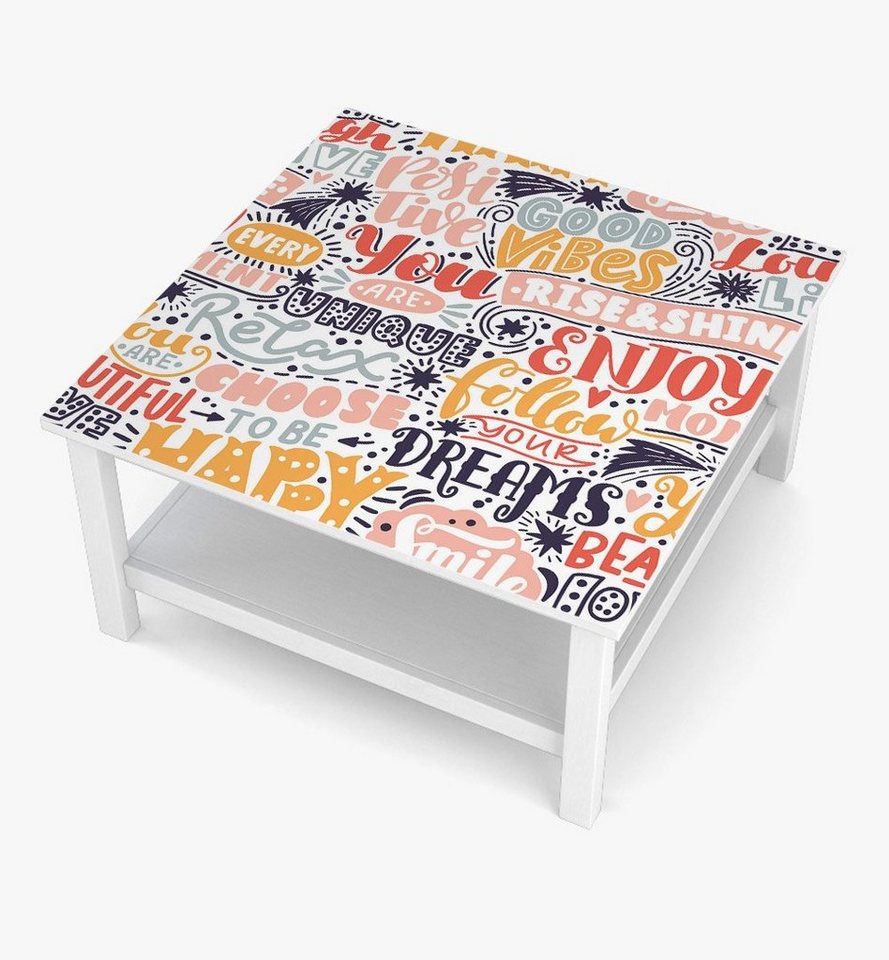 Mymaxxi Möbelfolie Tischfolie Typographie Bunt Bubblefree Selbstklebend