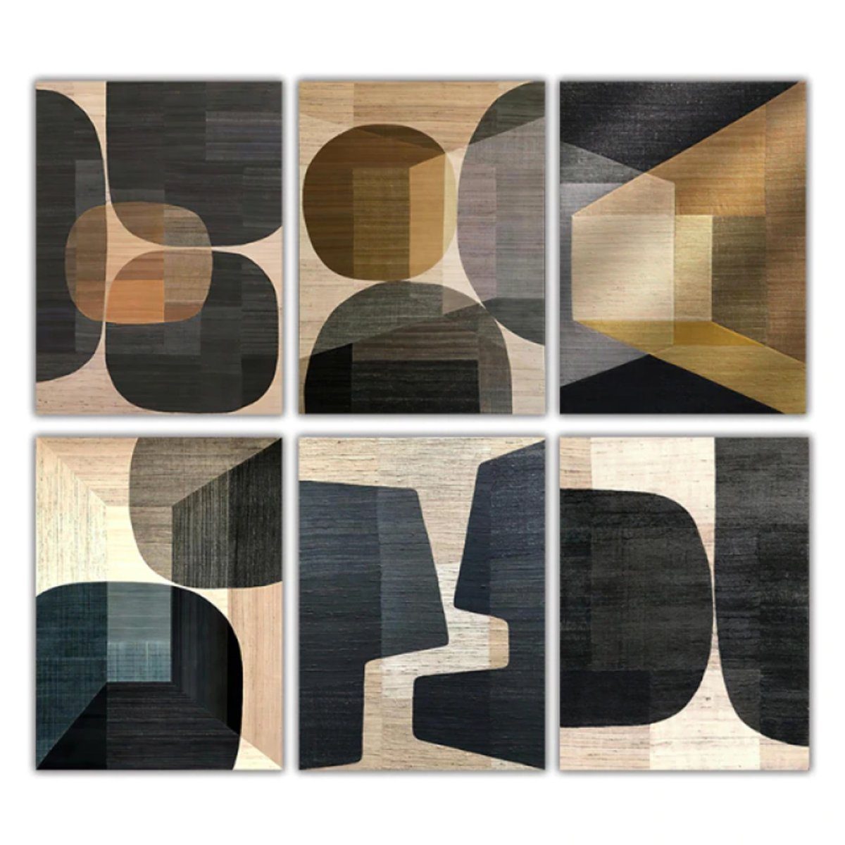 TPFLiving Kunstdruck (OHNE RAHMEN) Poster - Leinwand - Wandbild, Abstrakte Formen - 6 Motive in ...