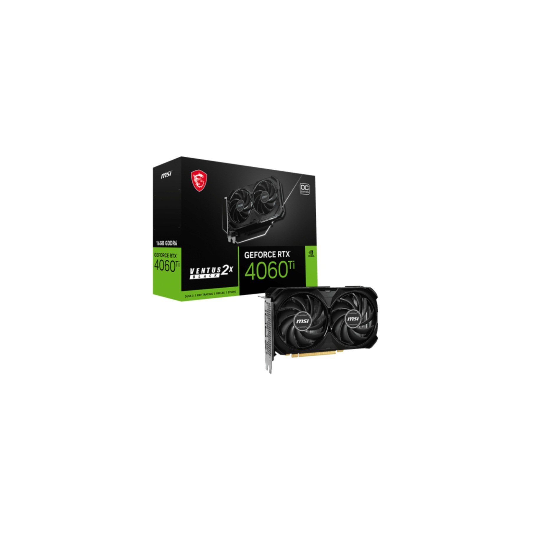 MSI RTX 4060 Ti VENTUS 2X BLACK 16G OC Grafikkarte (16 GB, GDDR6), Max ...
