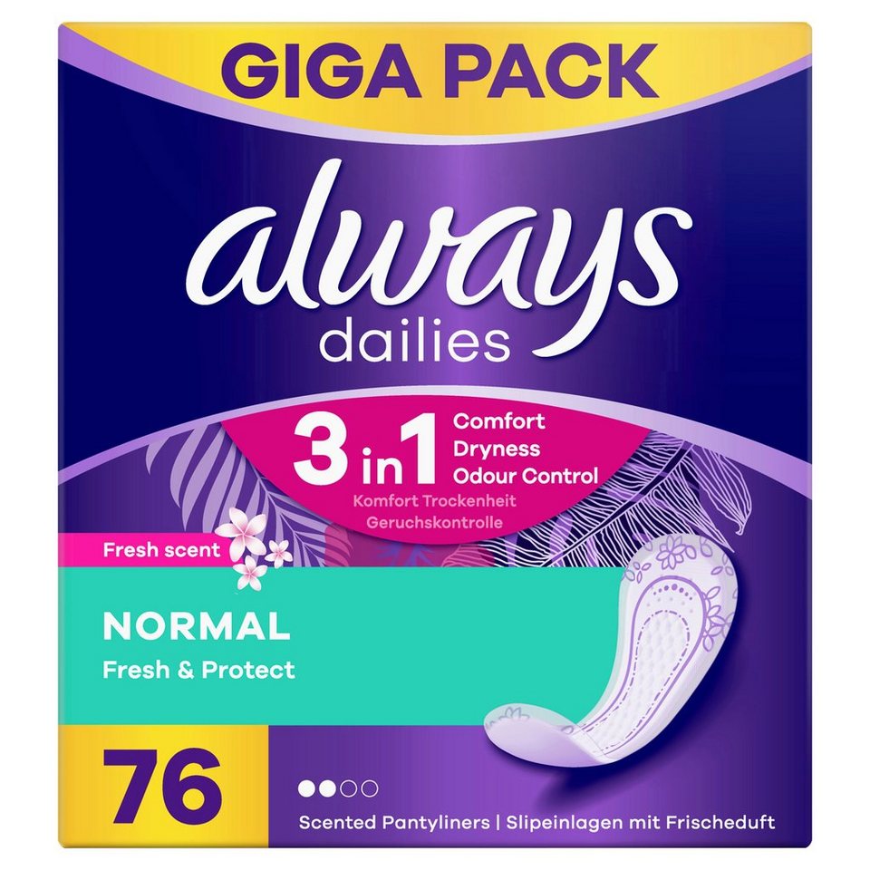 always Slip-Einlage 304 St.always Slipeinlage Fresh&Protect Normal ... always Slip-Einlage 304 St.always Slipeinlage Fresh&Protect Normal ...