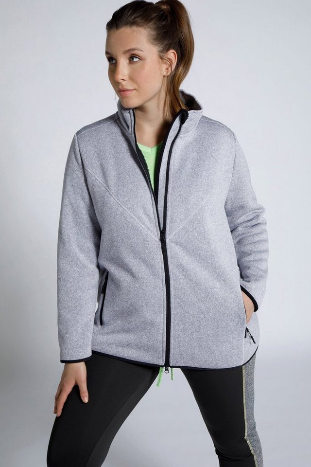 Ulla Popken Sweatjacke Strickfleece Jacke Teddyfutter 2 Wege Zipper