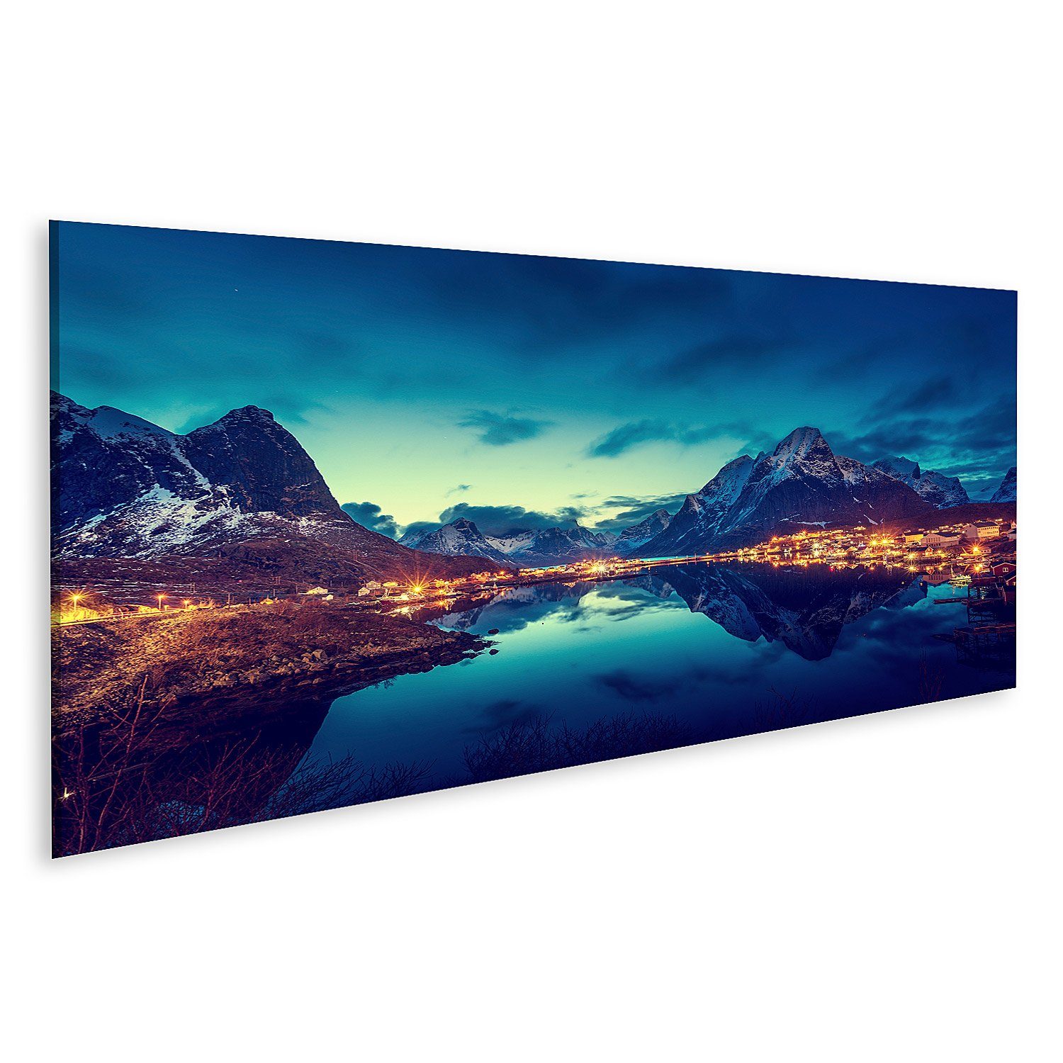 islandburner Leinwandbild Bild auf Leinwand Sonnenuntergang in Reine Dorf Lofoten Inseln Norwege