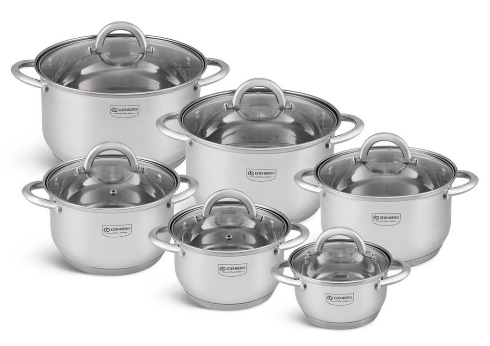 Edenberg Topf Set Topfset Edelstahl Kochtöpfe Mit Glasdeckel
