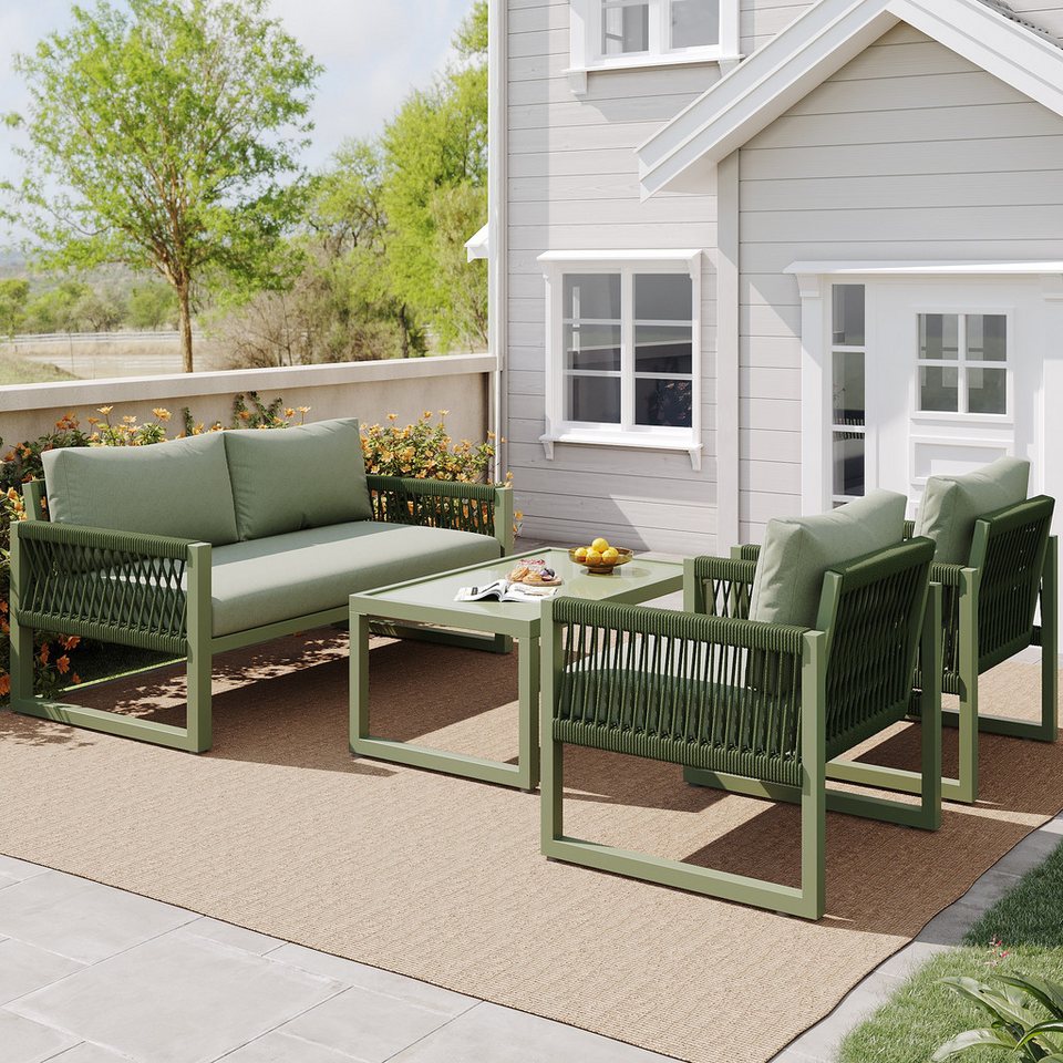 Blingbin Gartenlounge Set 4tlg Gartenmöbel Set Loungesessel Set Aus