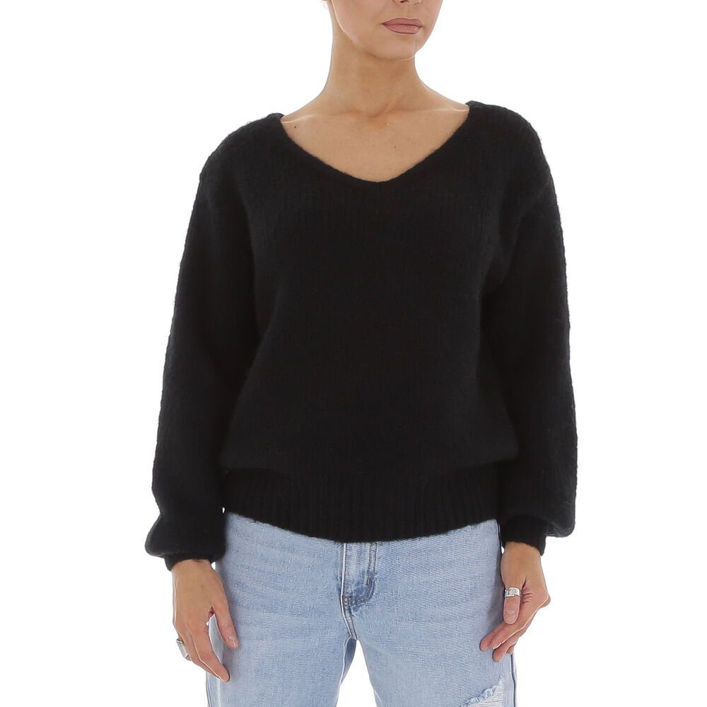 Ital Design Strickpullover Damen Freizeit Stretch Strickpullover In Schwarz