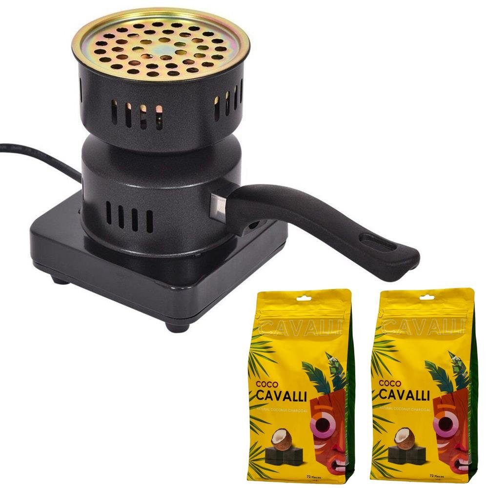 ZMC Elektro-Grillanzünder Elektrischer Kohleanzünder + 2KG Shisha Kohle, (mit Griff Für bis zu 8 ...