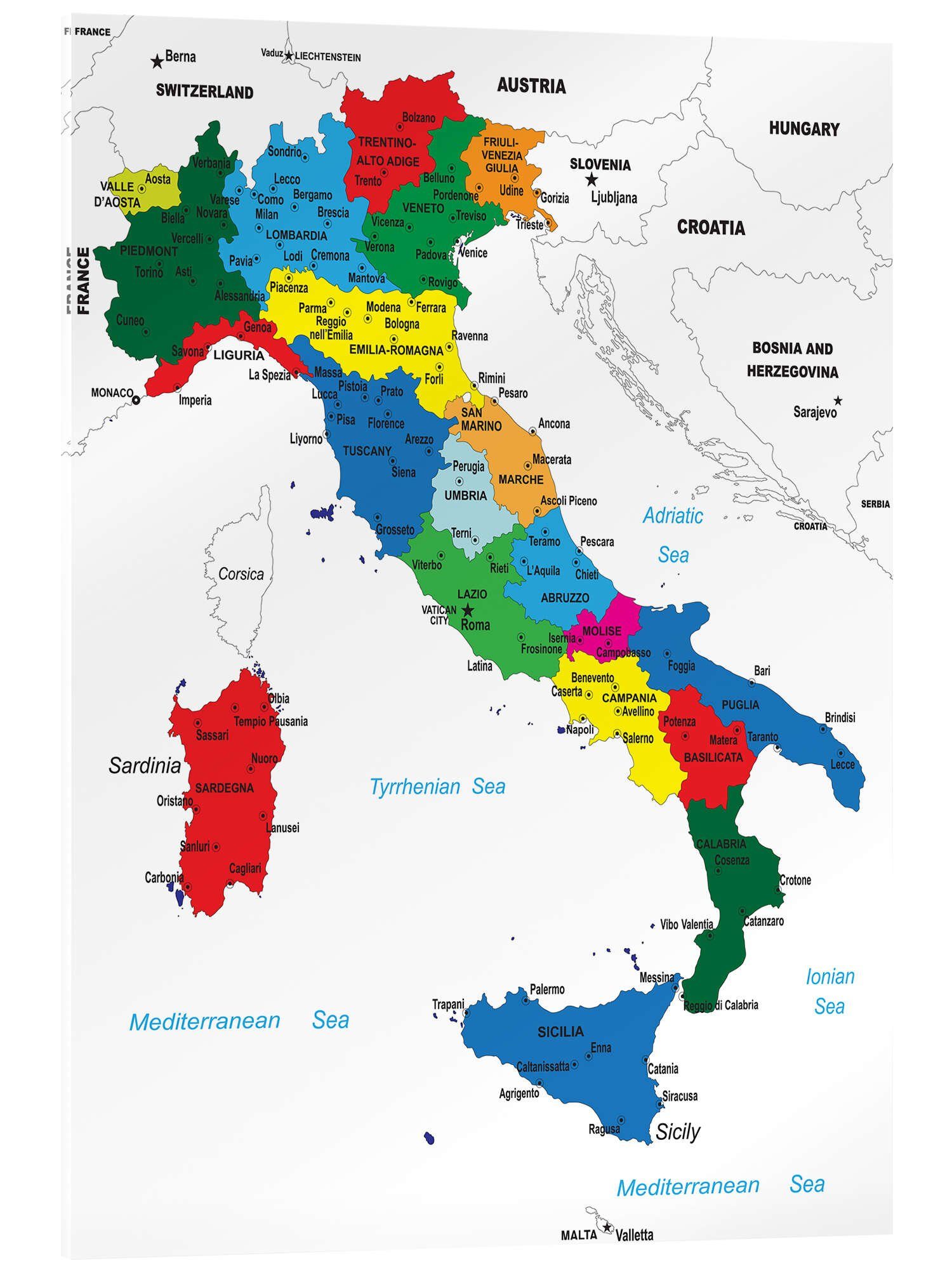 Posterlounge Acrylglasbild Editors Choice Italien Politische Karte