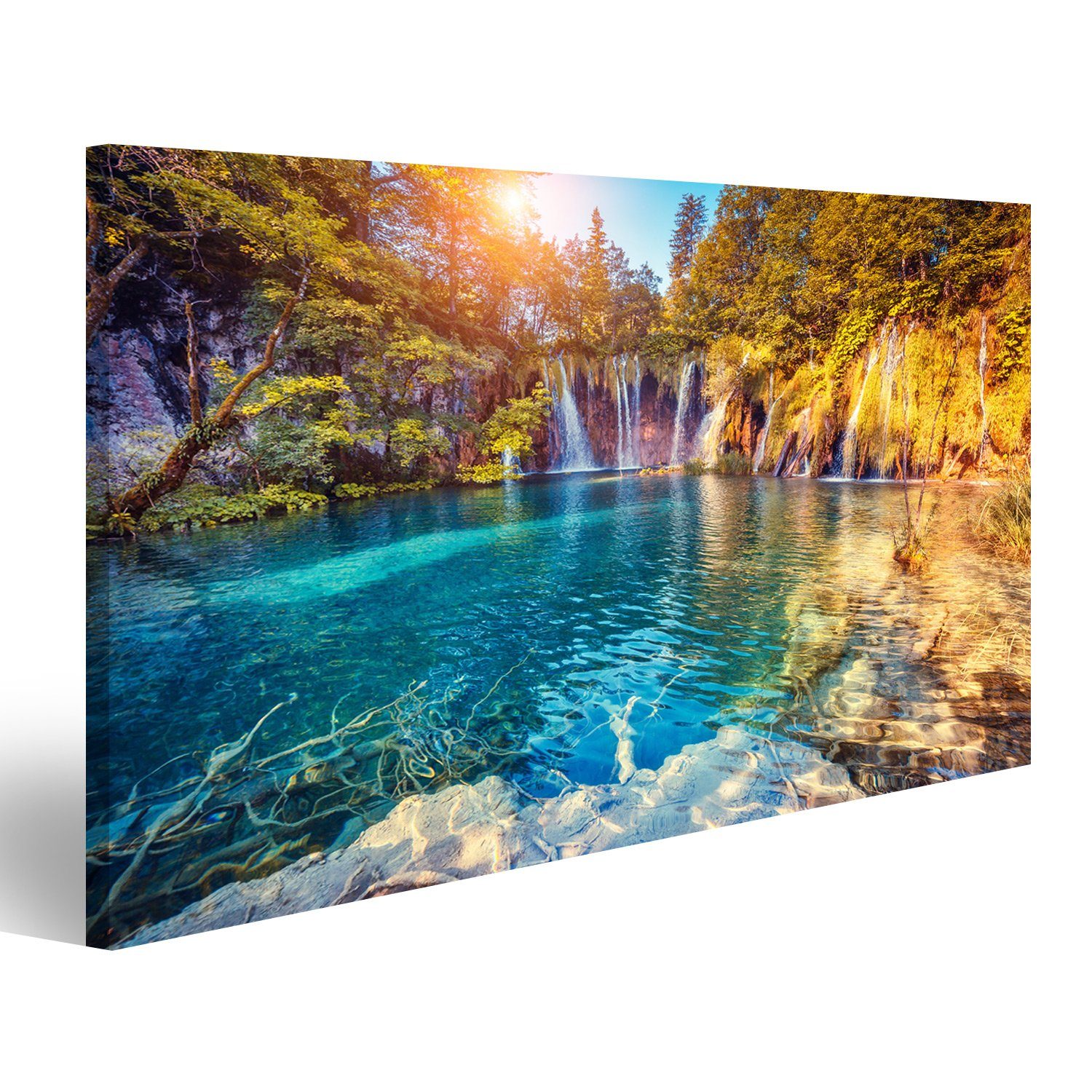 islandburner Leinwandbild Bild auf Leinwand Majestätische Ansicht Über Türkiswasser Und Sonnige